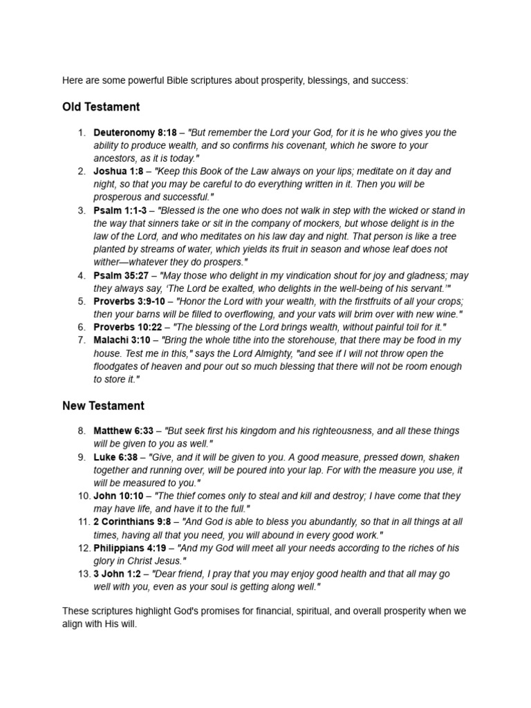 Bible Scriptures For Business and Prosperity | PDF | Religious Belief ...