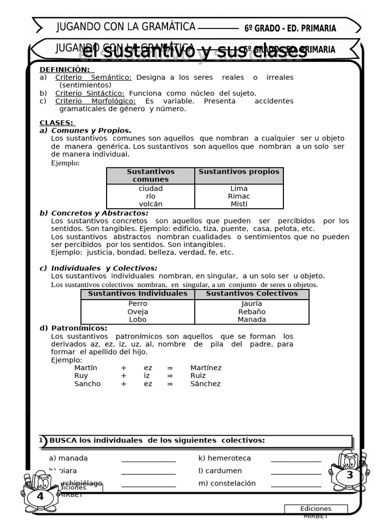 6º-JUGANDO CON LA GRAMÁTICA | PDF | Sustantivo | Adjetivo
