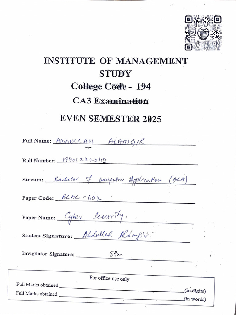 CA3 Examination Even Semester 2025 | PDF