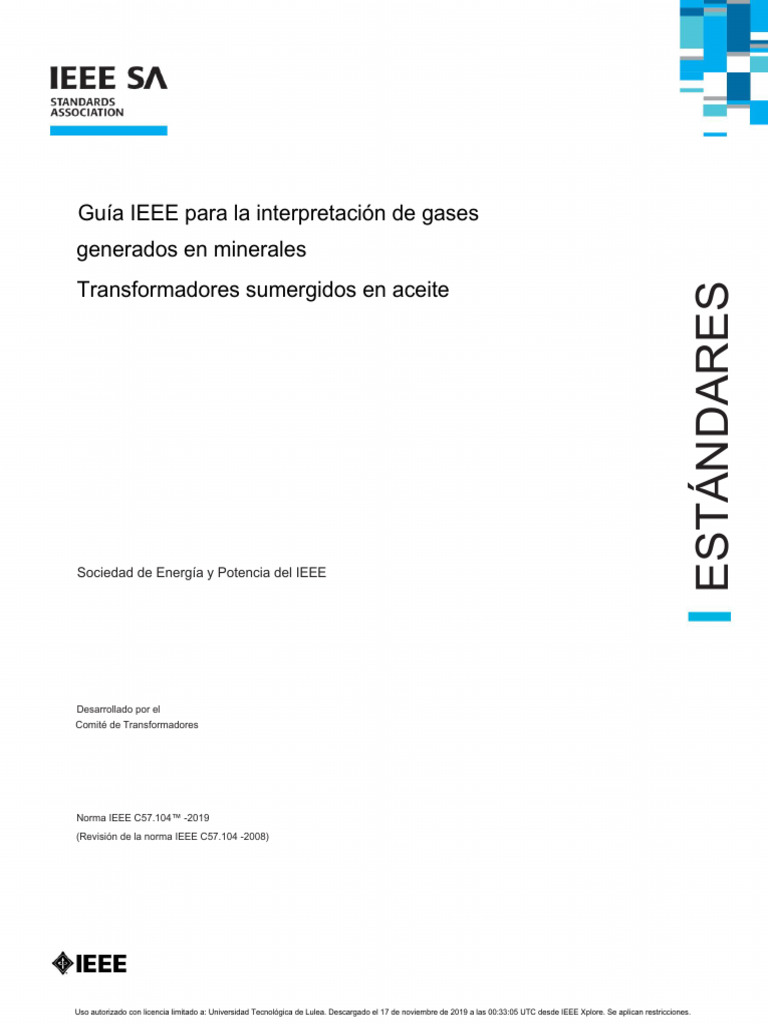 Ieee Guide For The Interpretation of Gases Generated in Mineral | PDF | Instituto de Ingenieros ...