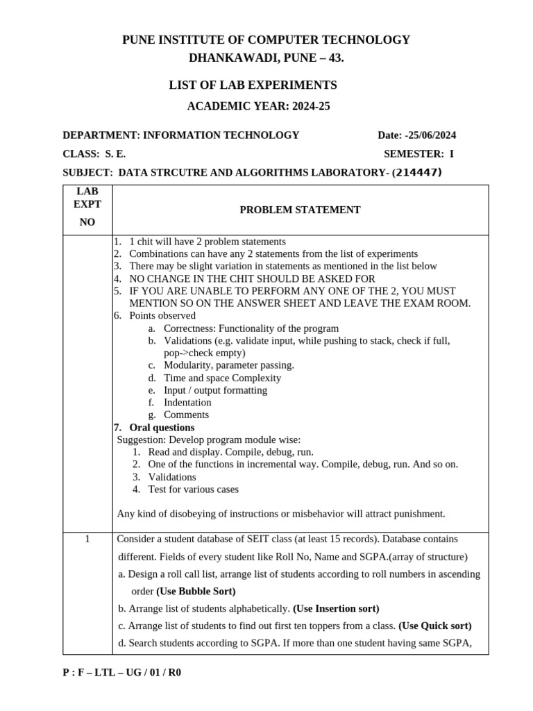 DSAL orientation for practical examination | PDF | Queue (Abstract Data Type) | Algorithms And ...