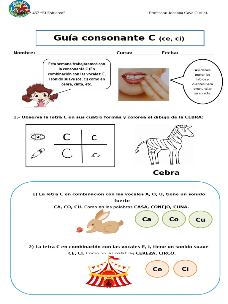 Actividades de la consonante C para preescolar | PDF | Lingüística ...