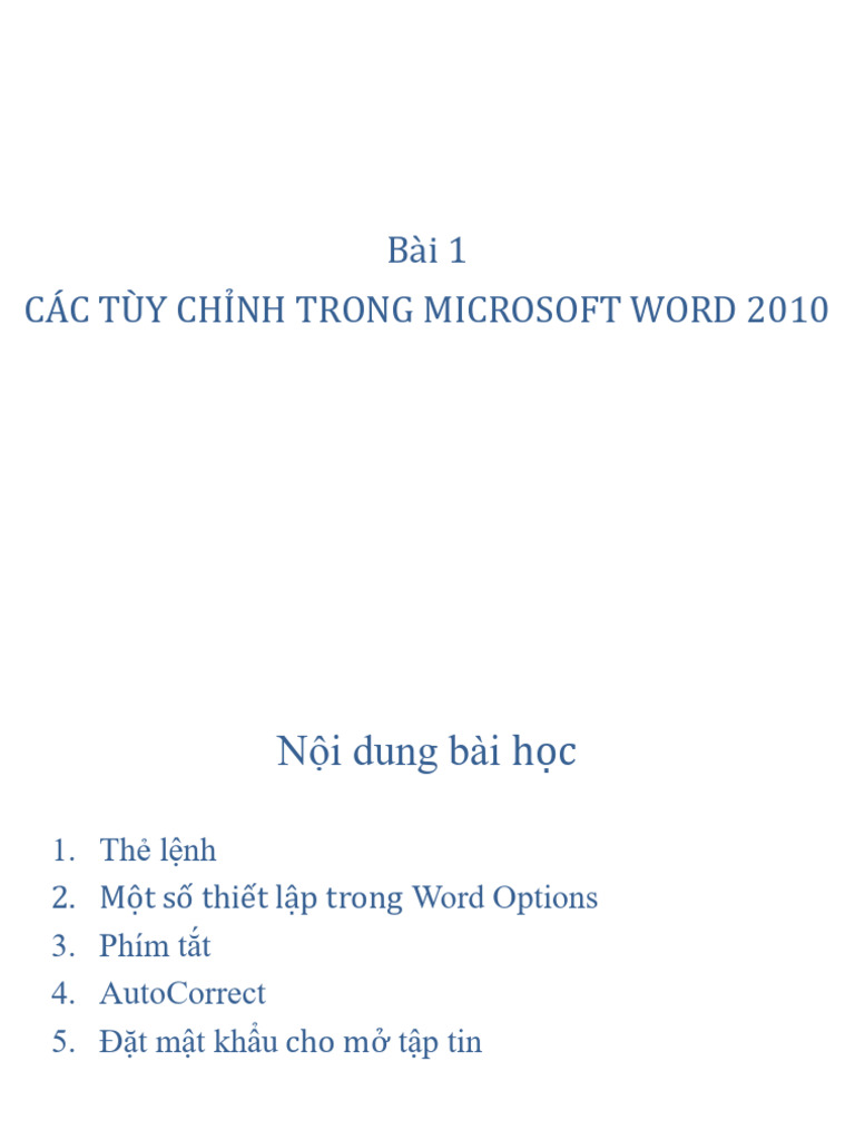 Bai 1 - CAC TUY CHINH TRONG NANG CAO WORD - slide | PDF