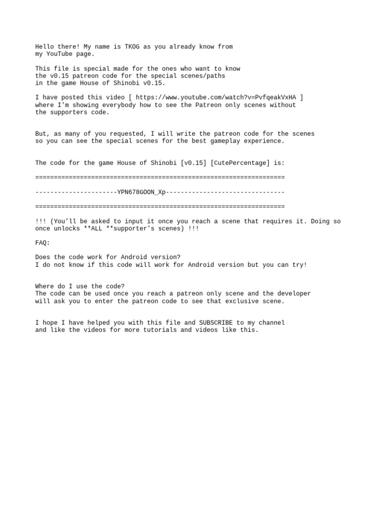 HoS v0.17 Patreon Code | PDF