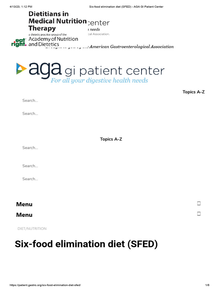 Six-Food Elimination Diet Overview | PDF | Gastroenterology | Esophagus