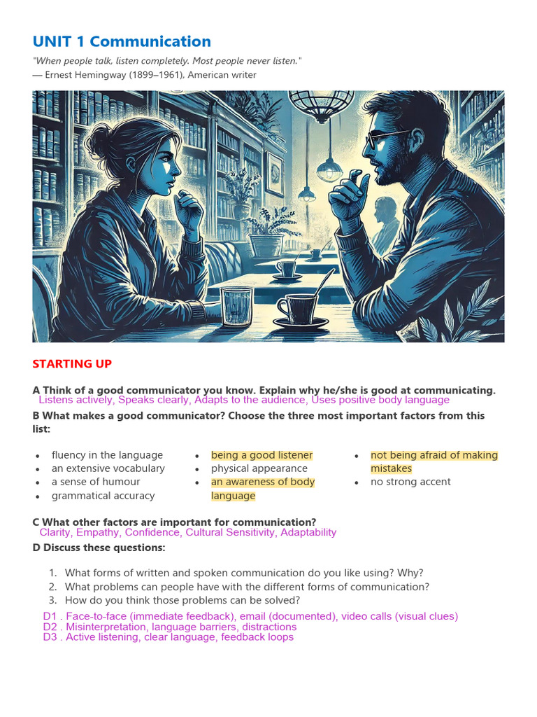 Communication Skills Unit 1 Overview | PDF | Communication | Jargon