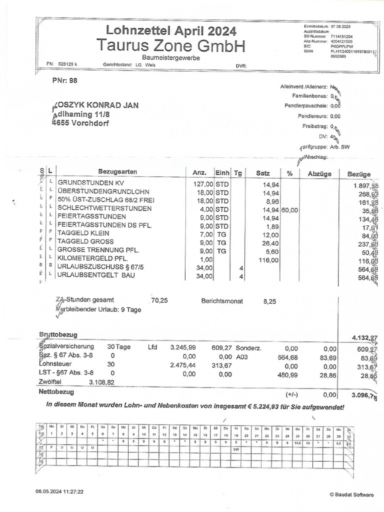 Lohnzettel April | PDF