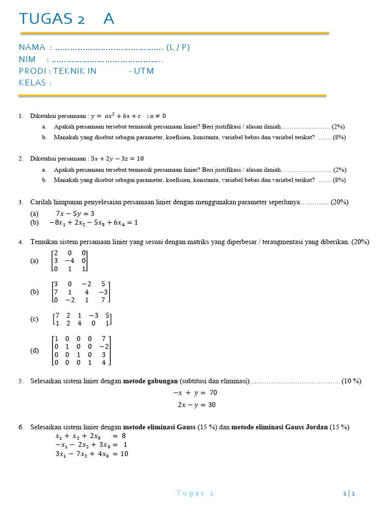 Tugas 2 Matriks Dan Ruang Vektor | PDF