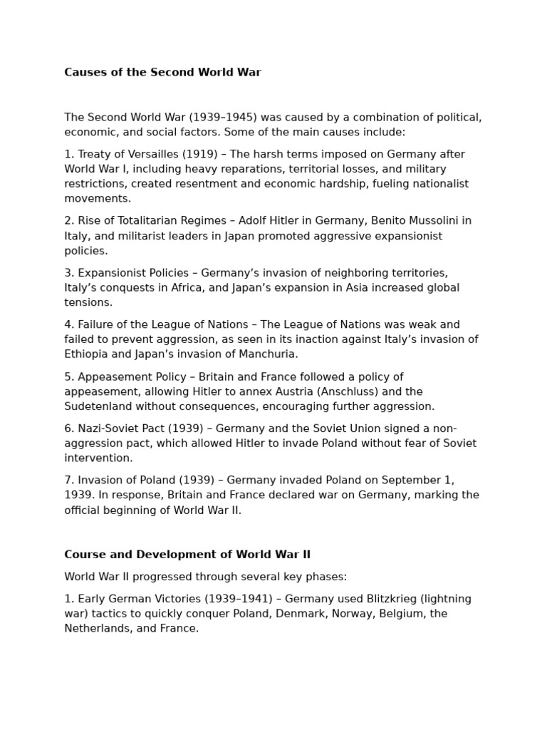 Causes of The Second World War | PDF | World War II | Nazi Germany