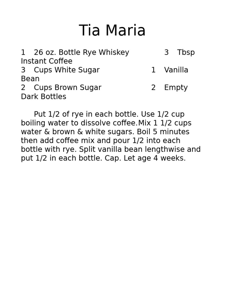 Homemade Tia Maria Recipe | PDF