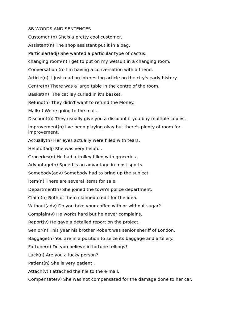 8b Words and Sentences | PDF