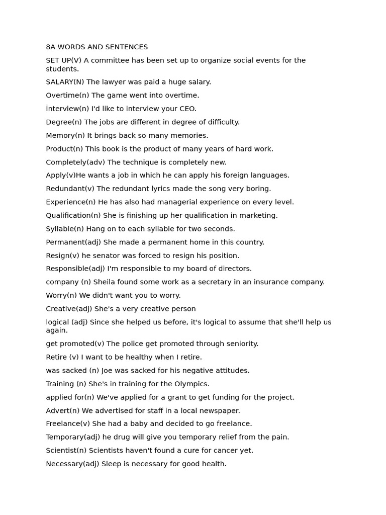 8a Words and Sentences | PDF