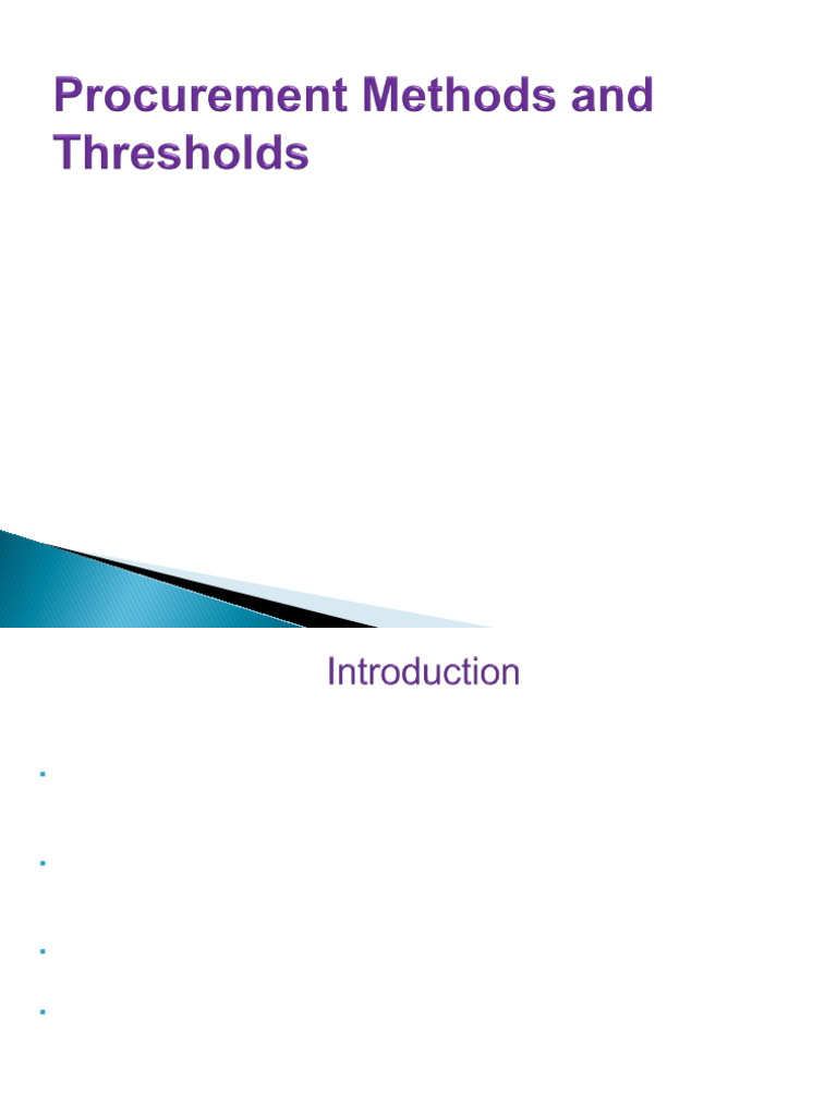 7 PPM WKD Procurement Methods and Thresholds | PDF | Auction | Procurement