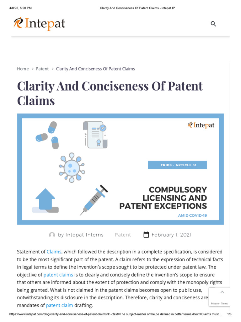 Clarity and Conciseness of Patent Claims - Intepat IP | PDF | Trademark ...