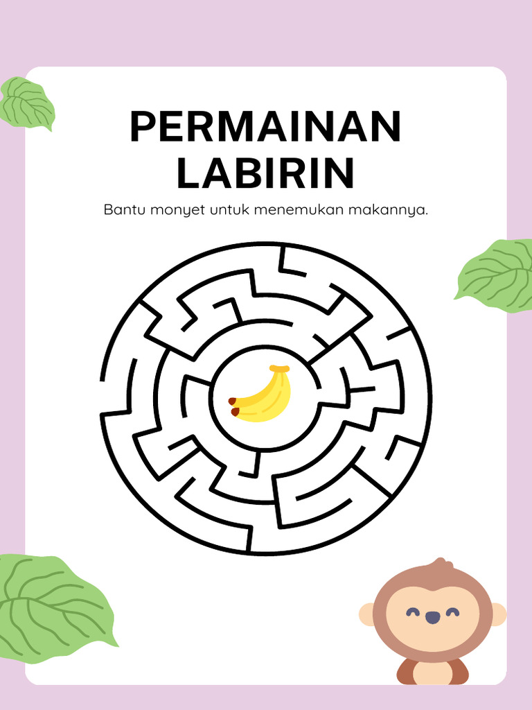 Permainan Labirin Lembar Kerja Ungu Ilustrasi | PDF