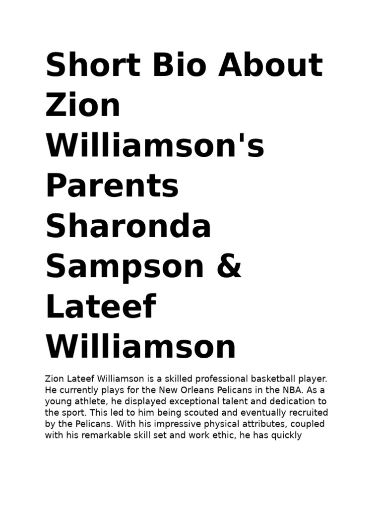 Zion Williamson: Family and Career Overview | PDF | Sports