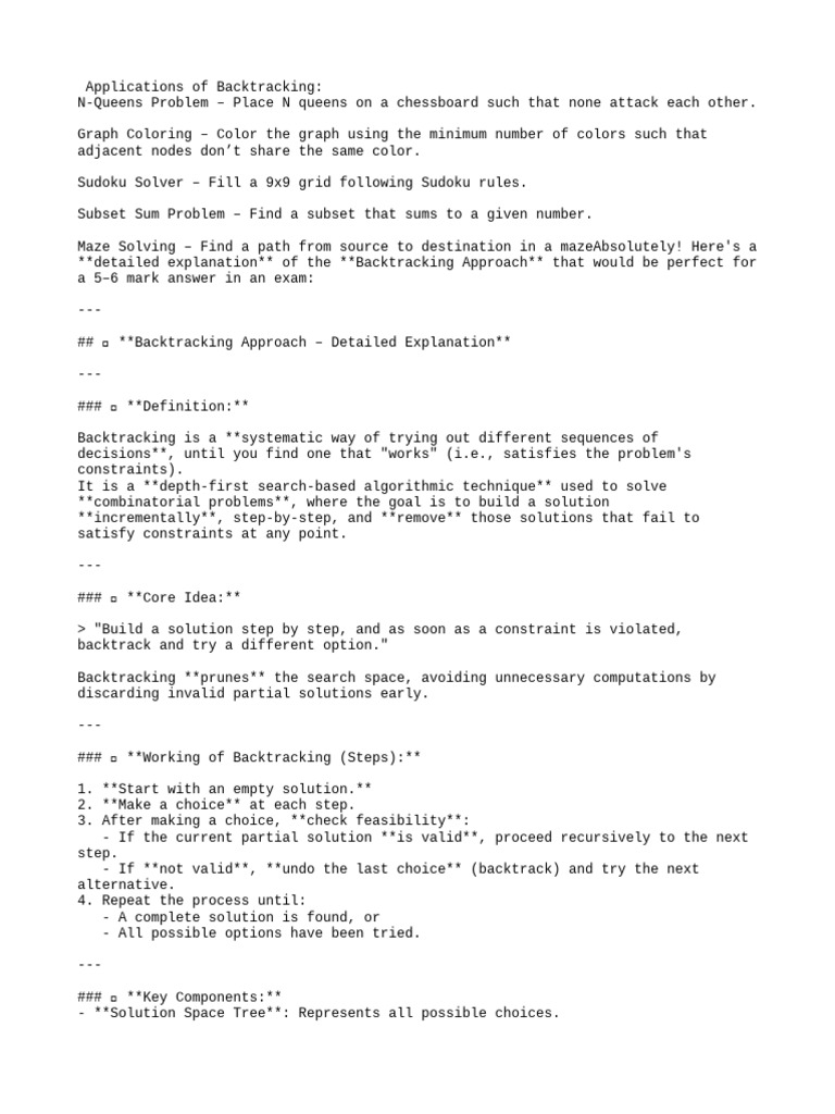 Applications of Backtracking | PDF | Theoretical Computer Science | Mathematical Logic
