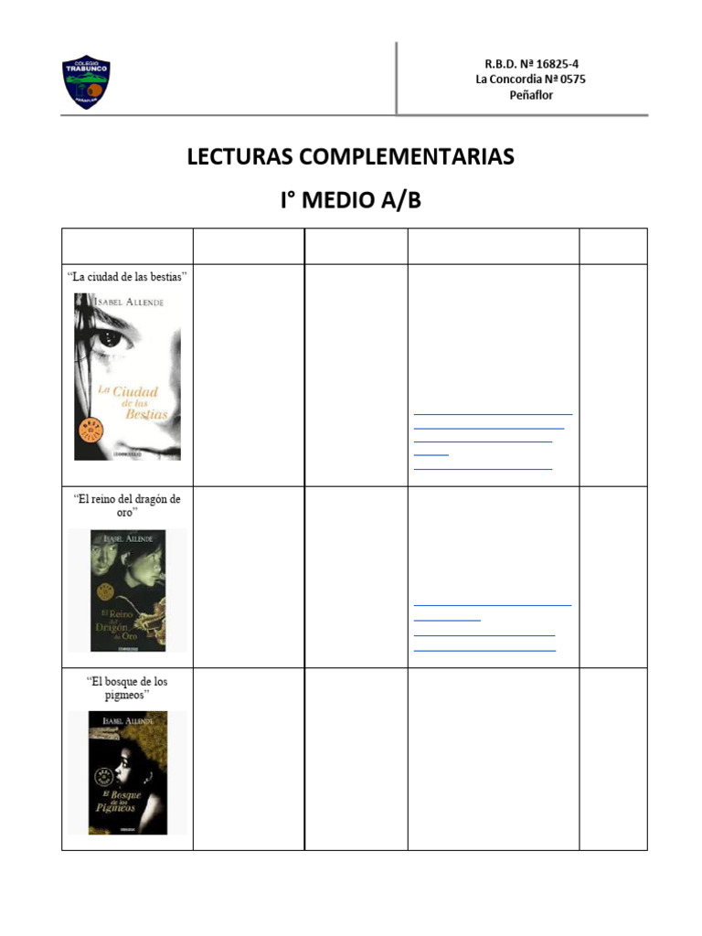 LECTURAS-COMPLEMENTARIAS-I°-MEDIO | PDF