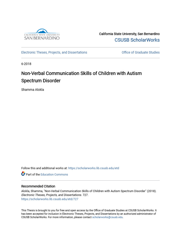 Non-Verbal Communication Skills of Children With Autism Spectrum | PDF ...