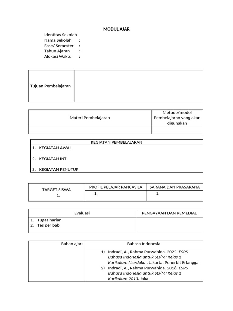 Contoh Modul Ajar (Lesson Plan) | PDF