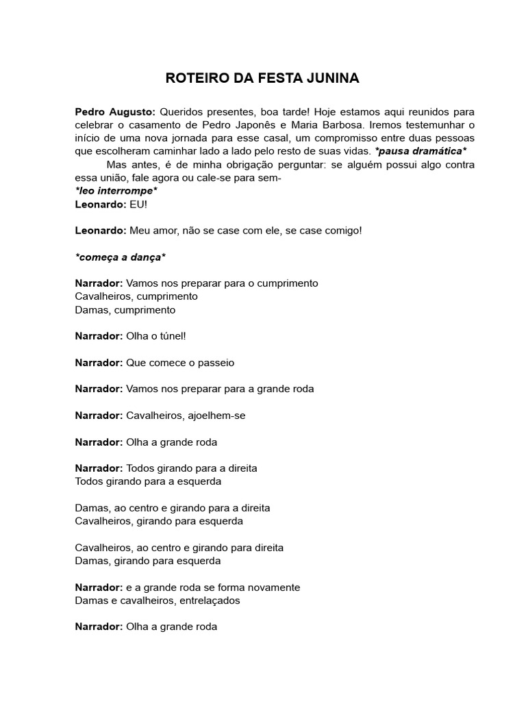 Roteiro Festa Da Quadrilha | PDF