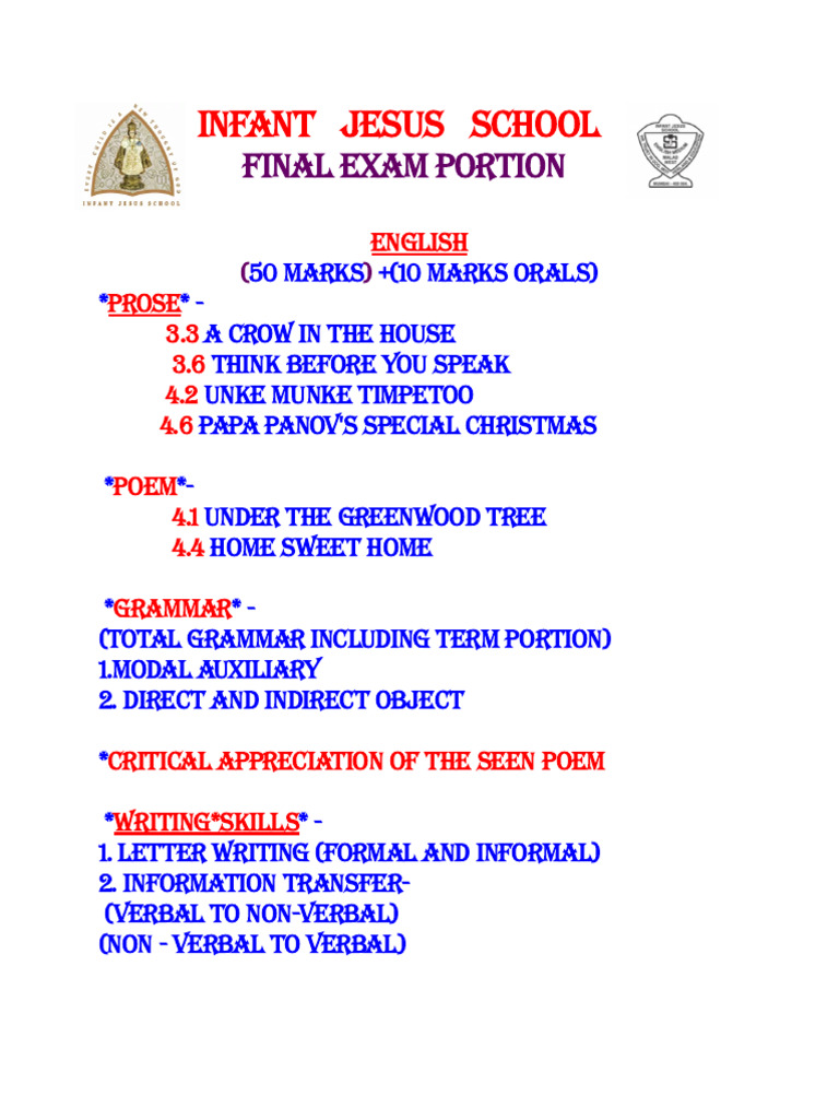 Final Exam Portion 2024 - 7th | PDF