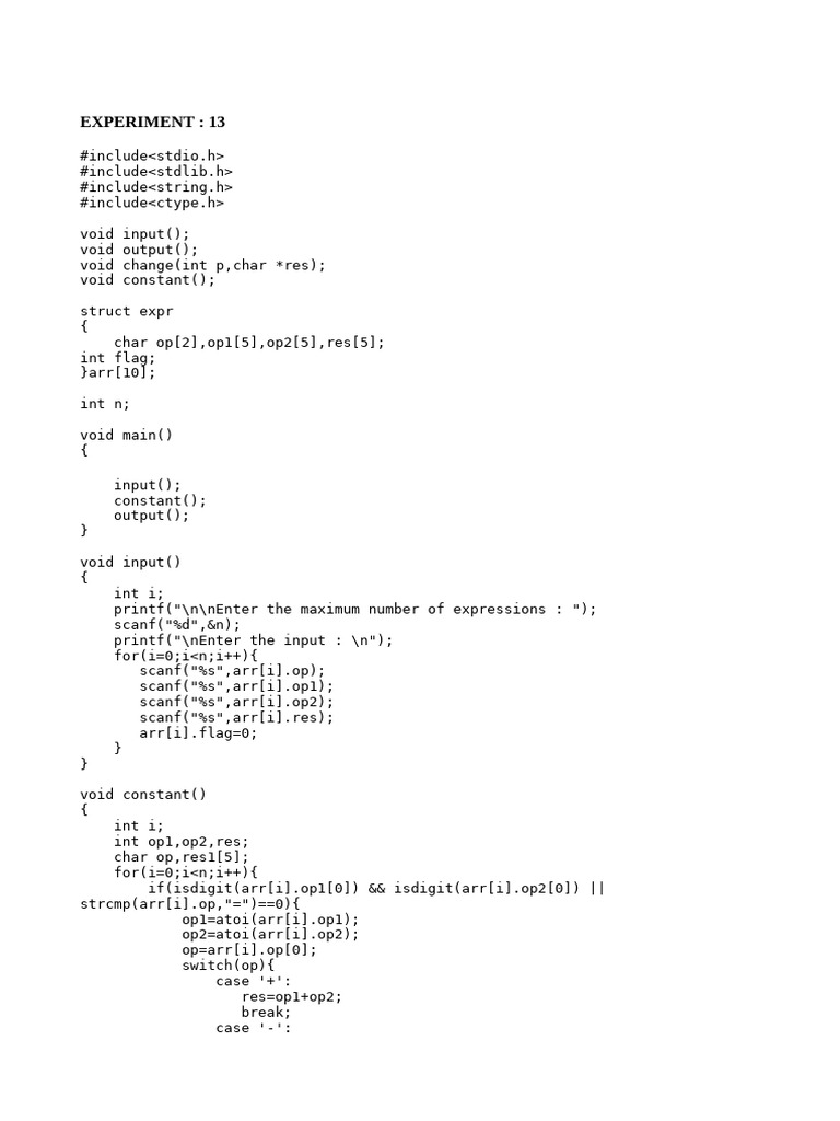 Constant Folding in C Code Optimization | PDF