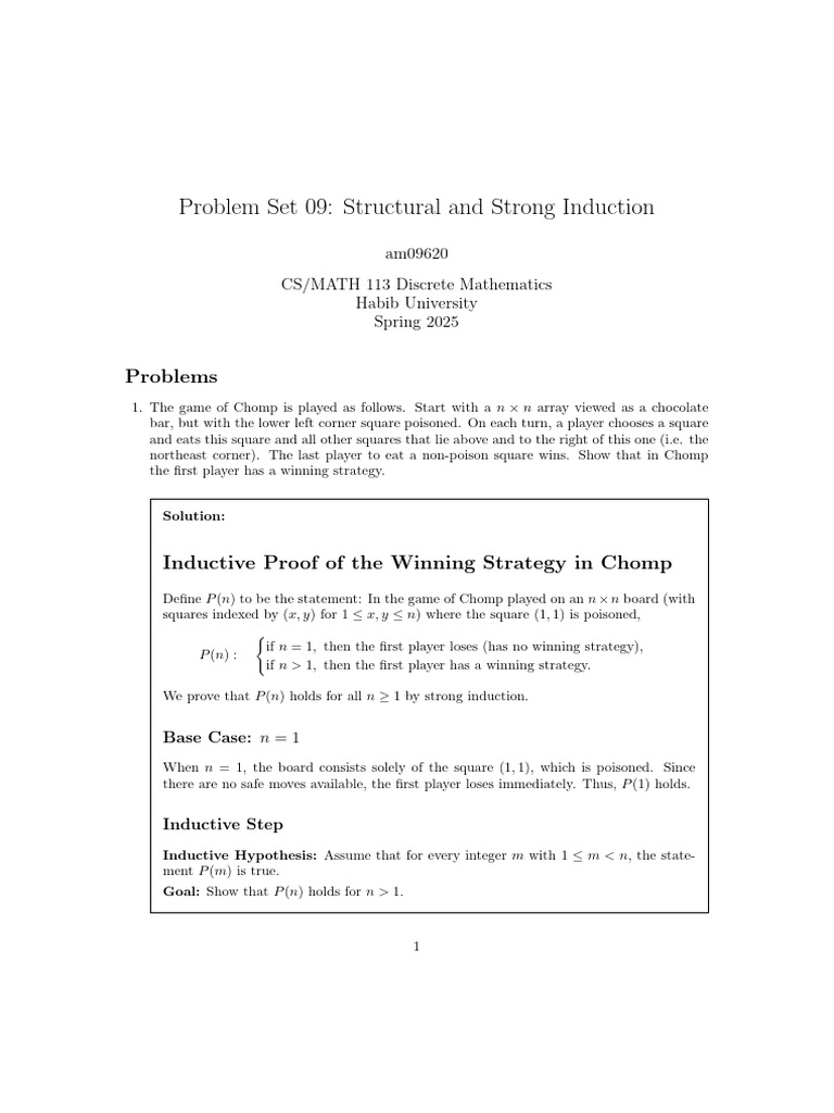 Problem_Set_09__Structural_and_Strong_Induction | PDF | Vertex (Graph Theory) | Theoretical ...