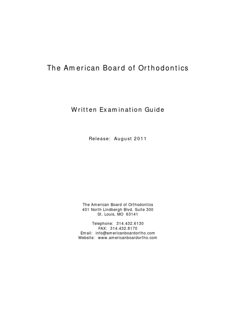 Written Examination Guide | PDF | Orthodontics | Test (Assessment)