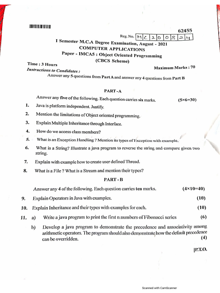 MCA 1st SEM Que PPR 2021 | PDF