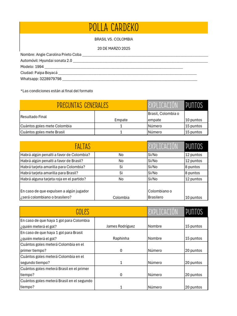 Polla Final Cardeko | PDF