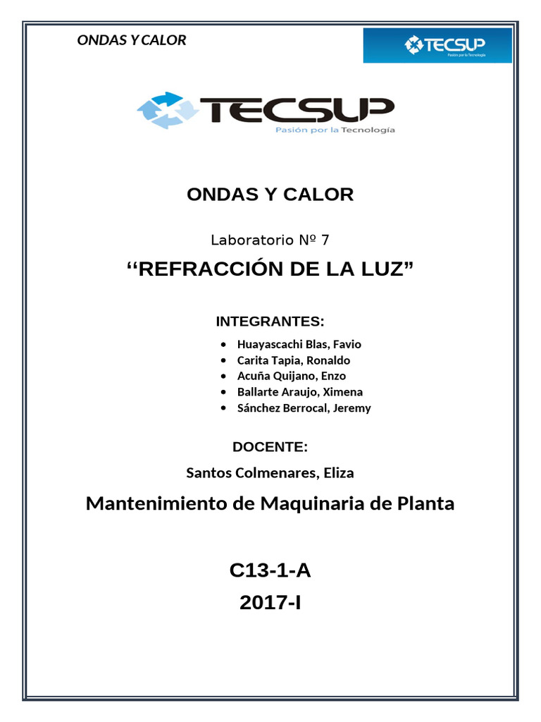Ondas y Calor Informe # 7 | PDF | Refracción | Ligero