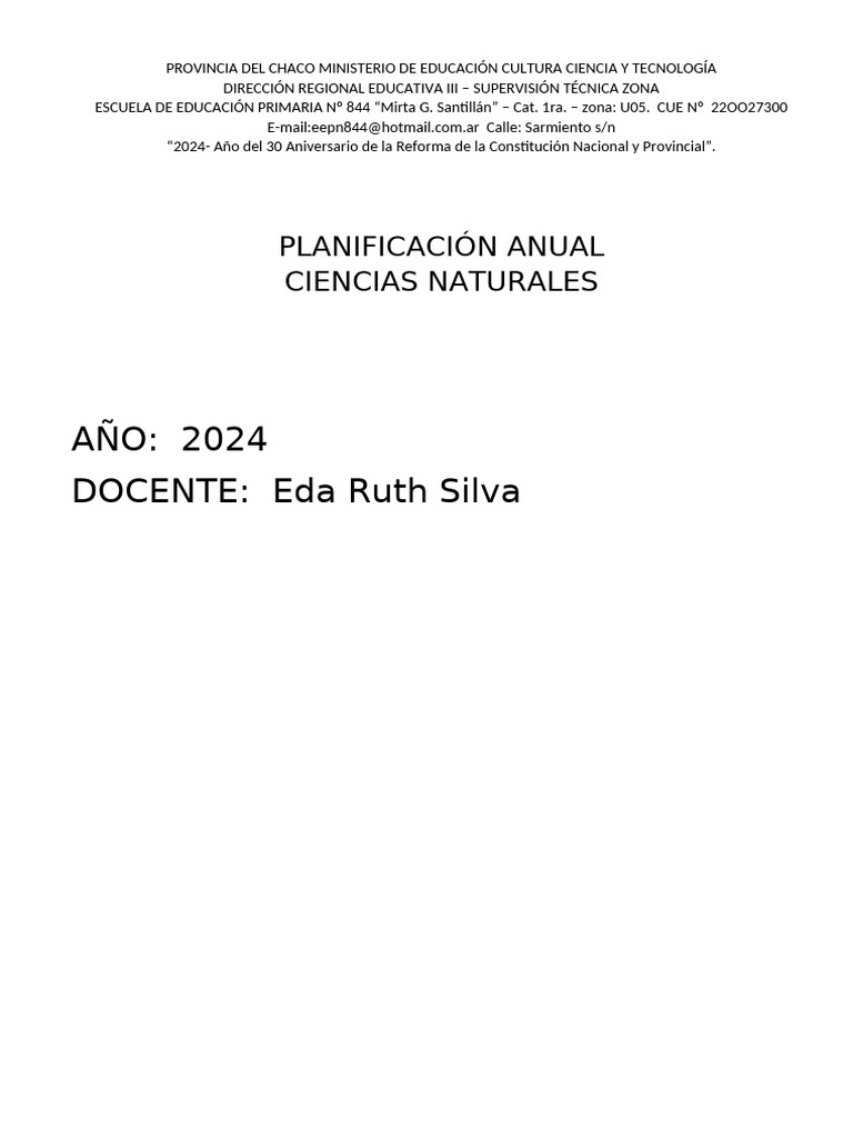 PLANIF ANUAL CS NAT 24 EDA | PDF | Enseñando | Conocimiento