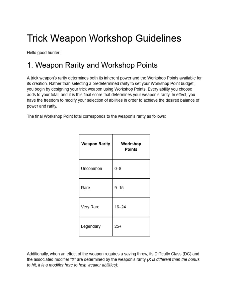 Trick Weapon Workshop Guidelines | PDF