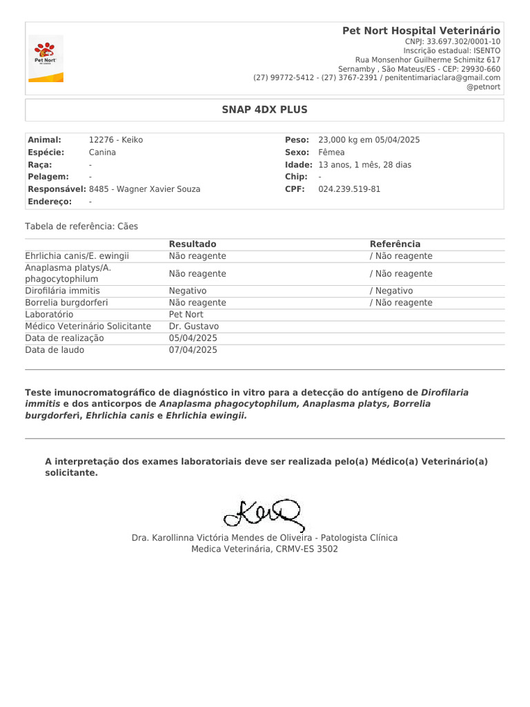 Snap 4dx Plus - Keiko - Wagner | PDF | Medicina Veterinária ...