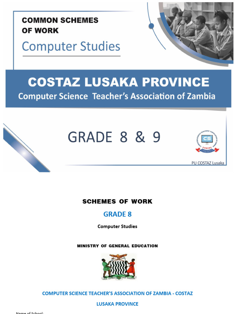Common Schemes of Work Computer Studies 8 & 9 Lusaka A | PDF ...