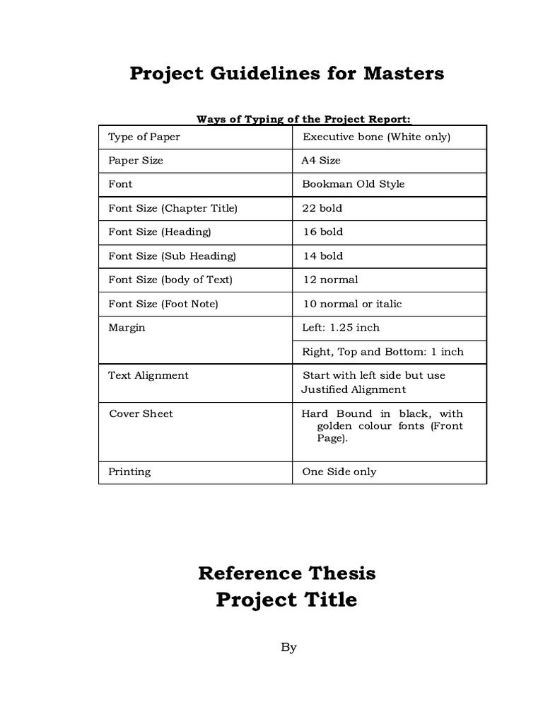 Project Guidelines For Masters | PDF