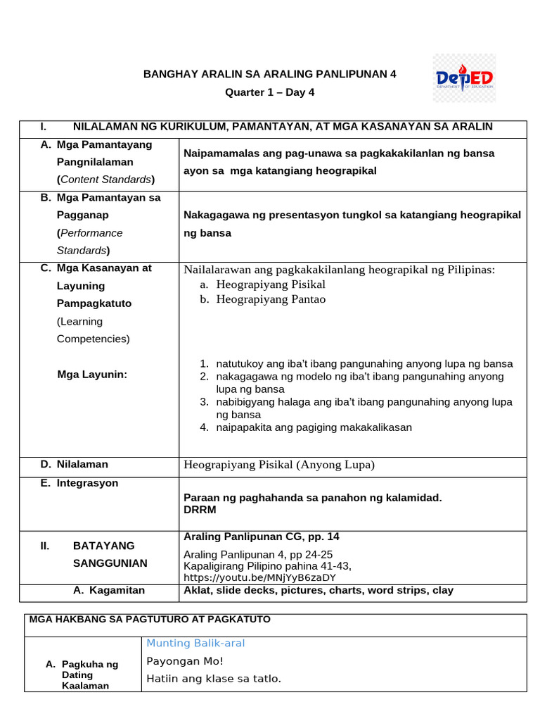 AP4 Q1 Demo Lesson Plan | PDF