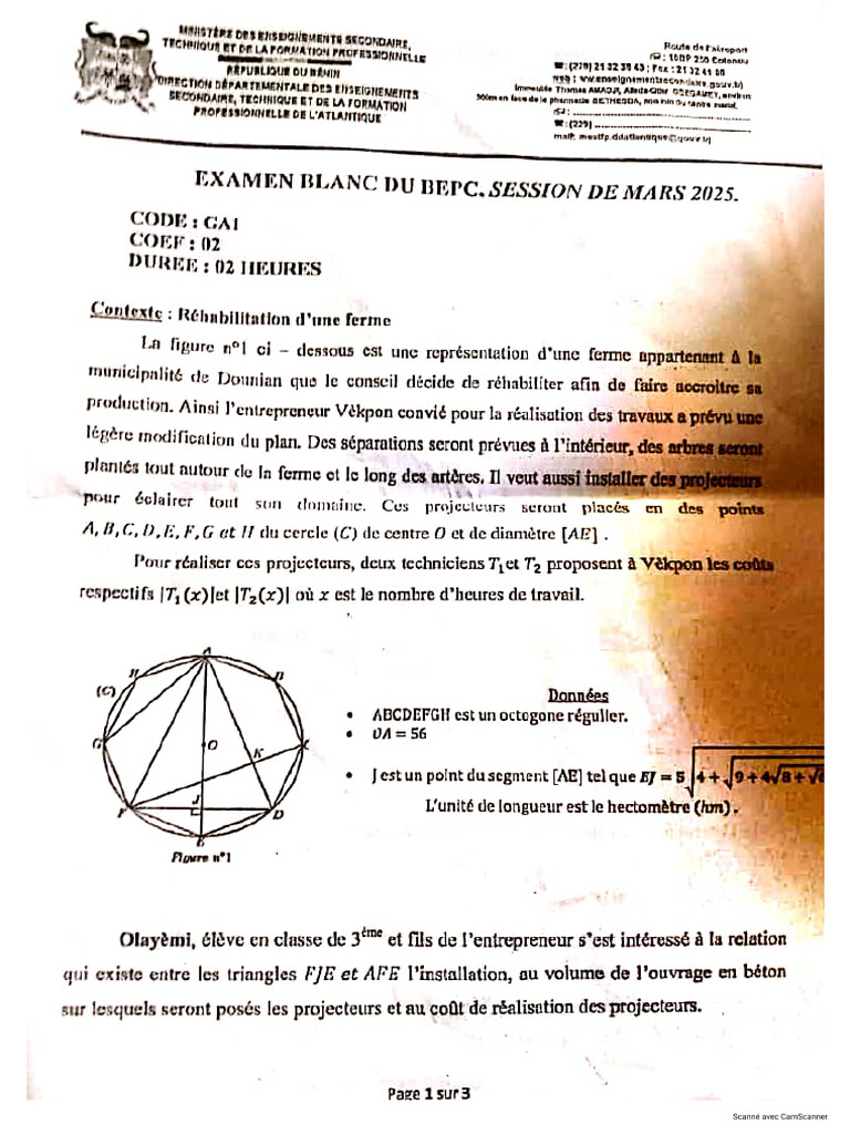 BL Maths BEPC Atlanc 2025 | PDF