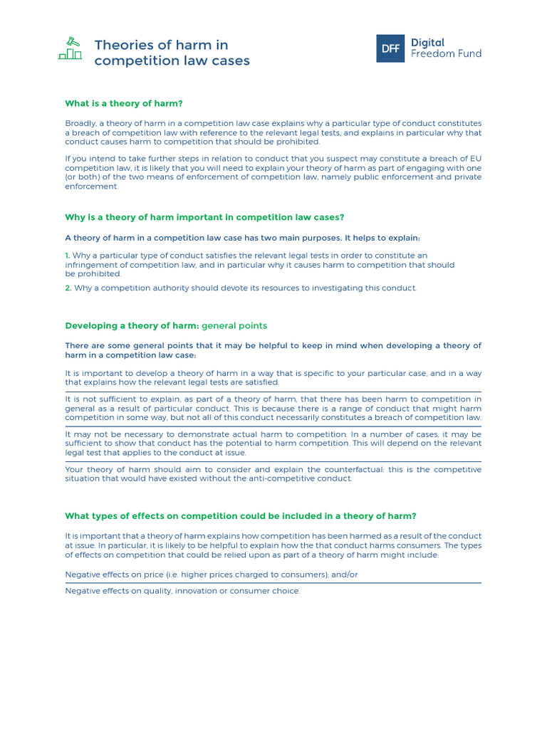 4 - DFF Factsheet Theories of Harm in Competition Law Cases | PDF | Competition Law | Justice