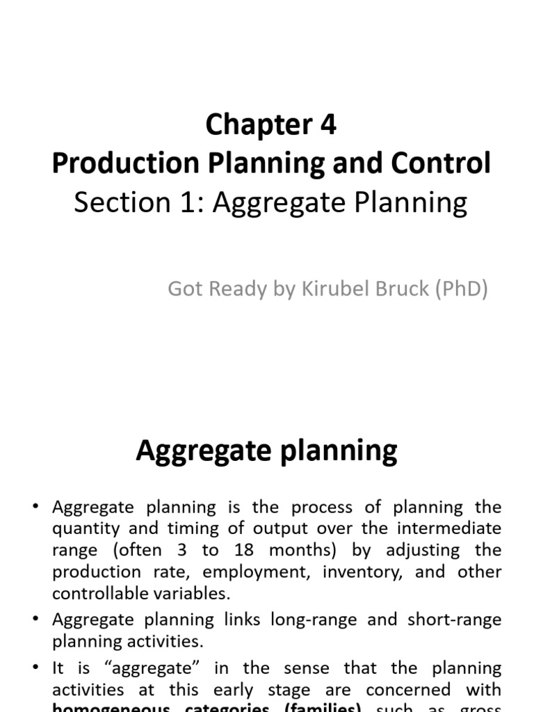 Section 1 - Aggregate Planning | PDF | Demand | Inventory