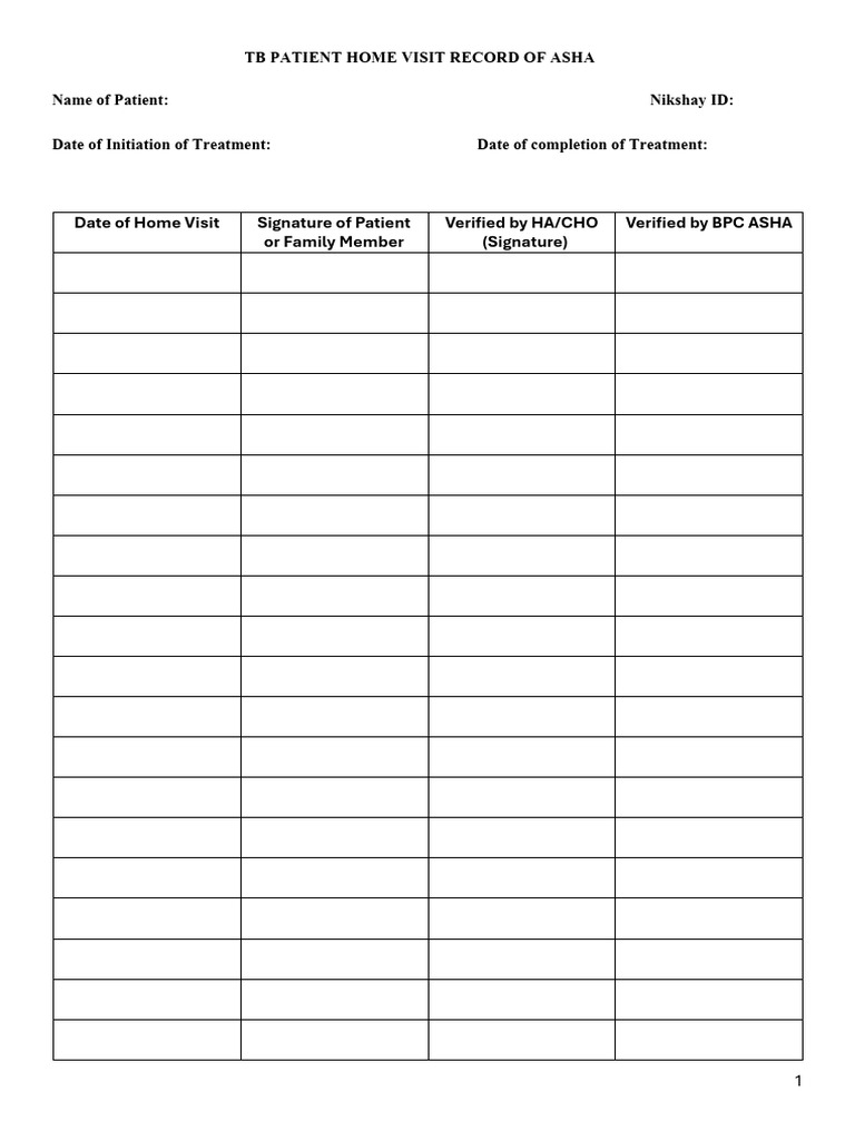 TB Home Visit Record Format | PDF