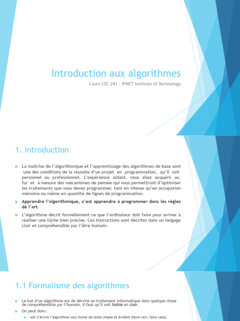 CSC 241 - Bases en Algorithmique - 2023-2024 | PDF | Variable ...