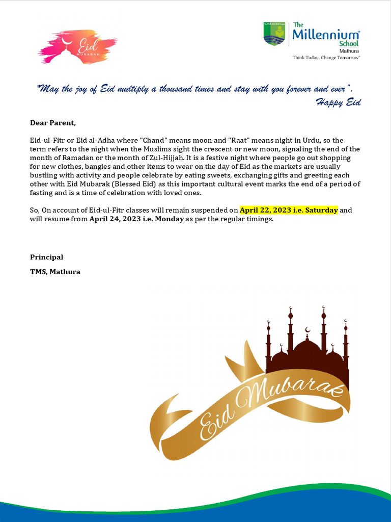 Circular (Eid) | PDF