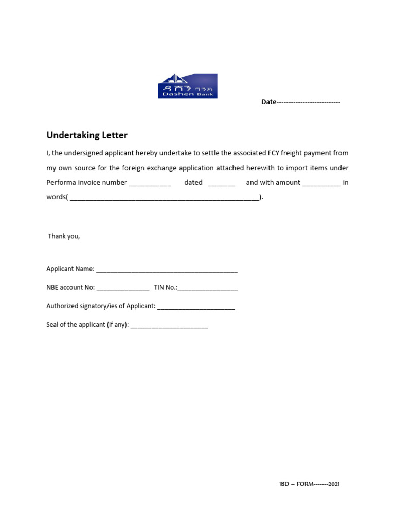 Freight Payment Undertaking Letter Form | PDF