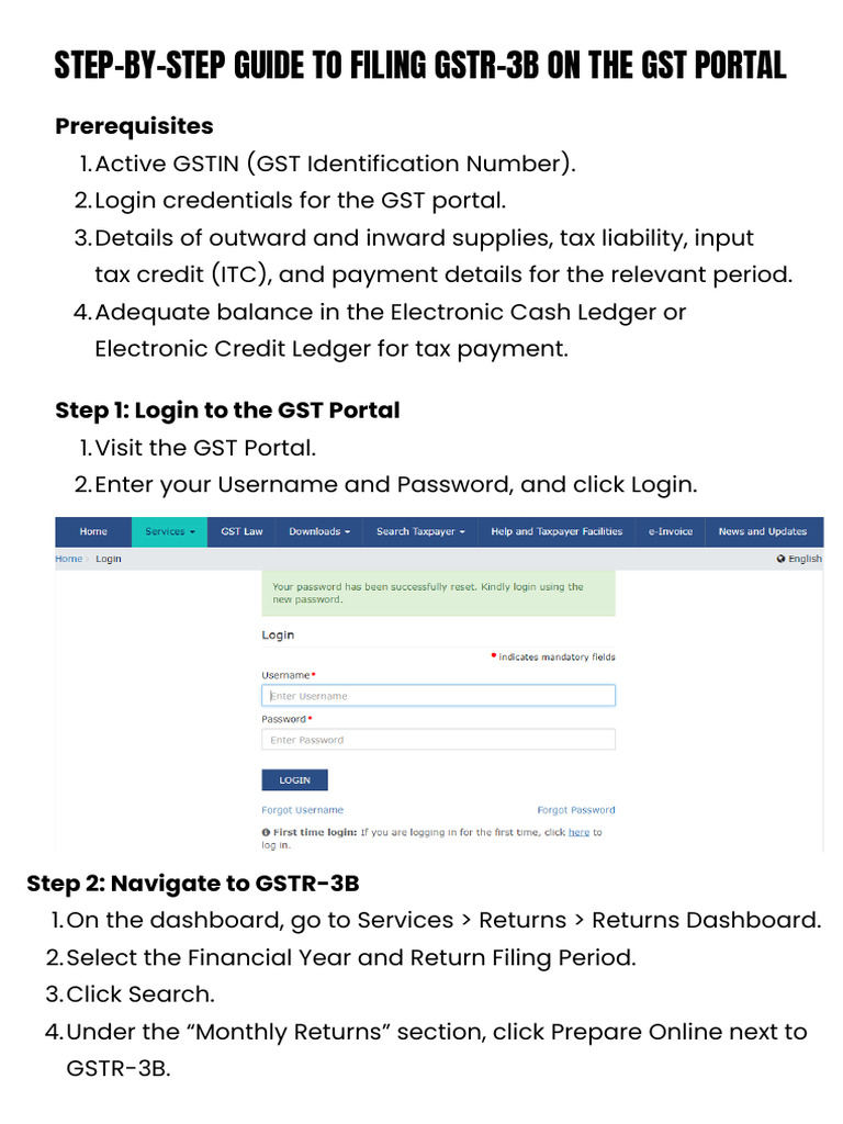 Step-by-Step Guide To Filing GSTR-3B On The GST Portal | PDF | Taxes ...