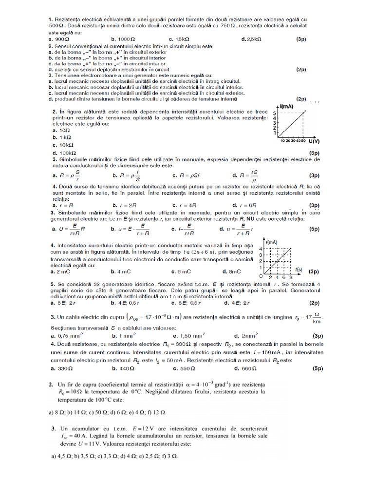 Verificare Teorie Electr | PDF