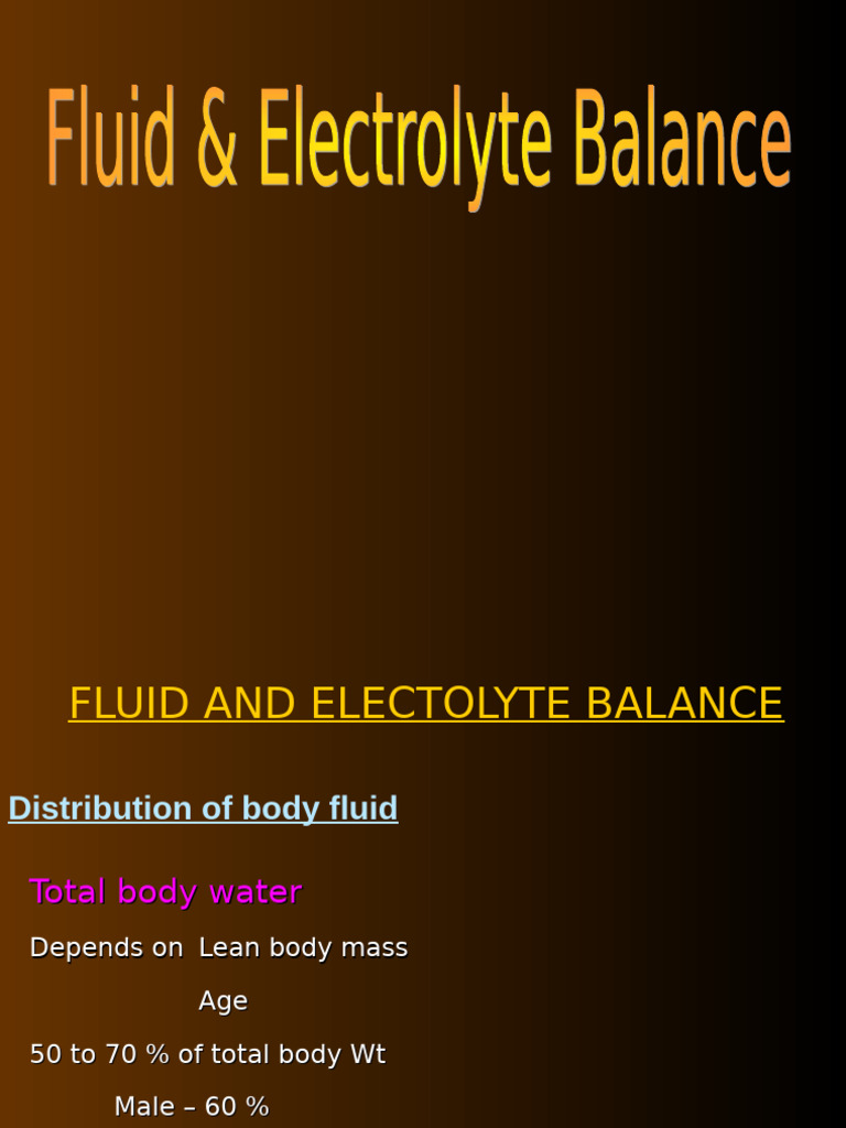 Fluid & Electrolyte Balance 1 | PDF | Medical Specialties | Physiology