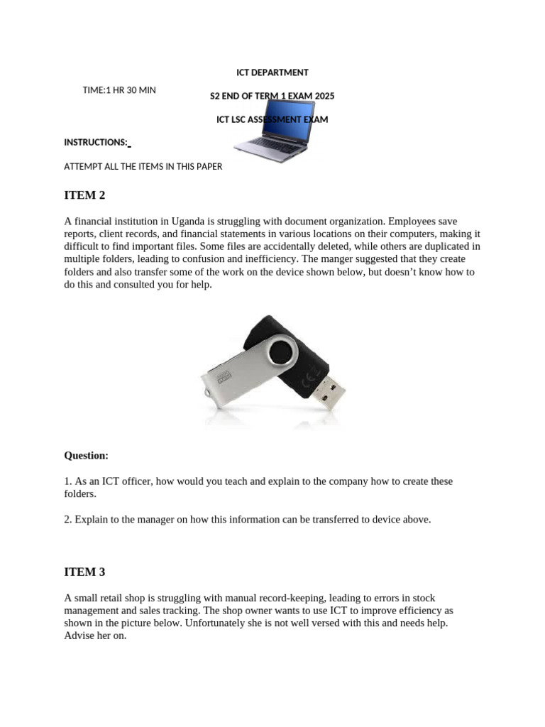 S2 Mot 2 Ict Exam LSC Trinity 2 | PDF