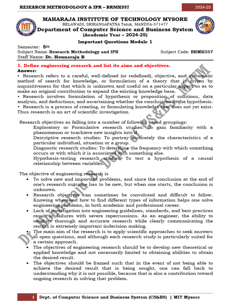 BRMK557-RM & IPR- Module 1[1] | PDF | Statistics | Quantitative Research